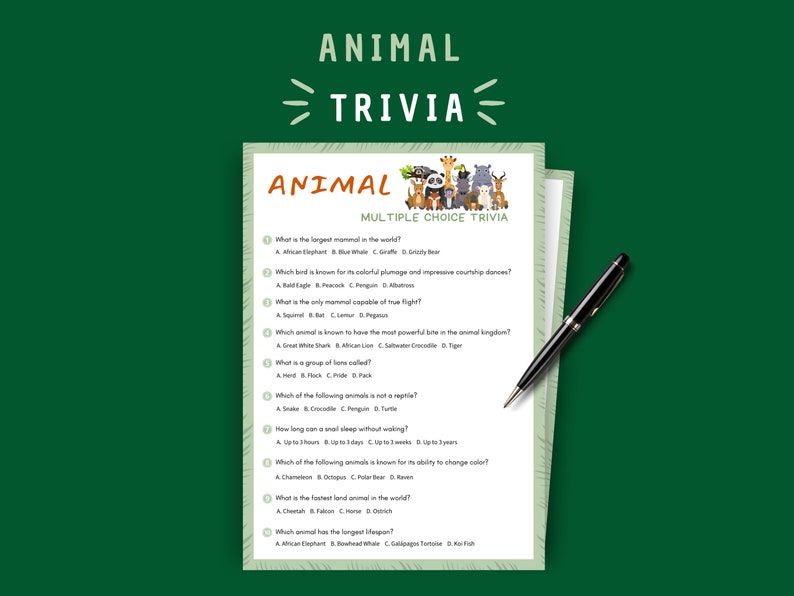 Animal Multiple Choice Trivia Game | Animal Kingdom Quiz | Family Game ...