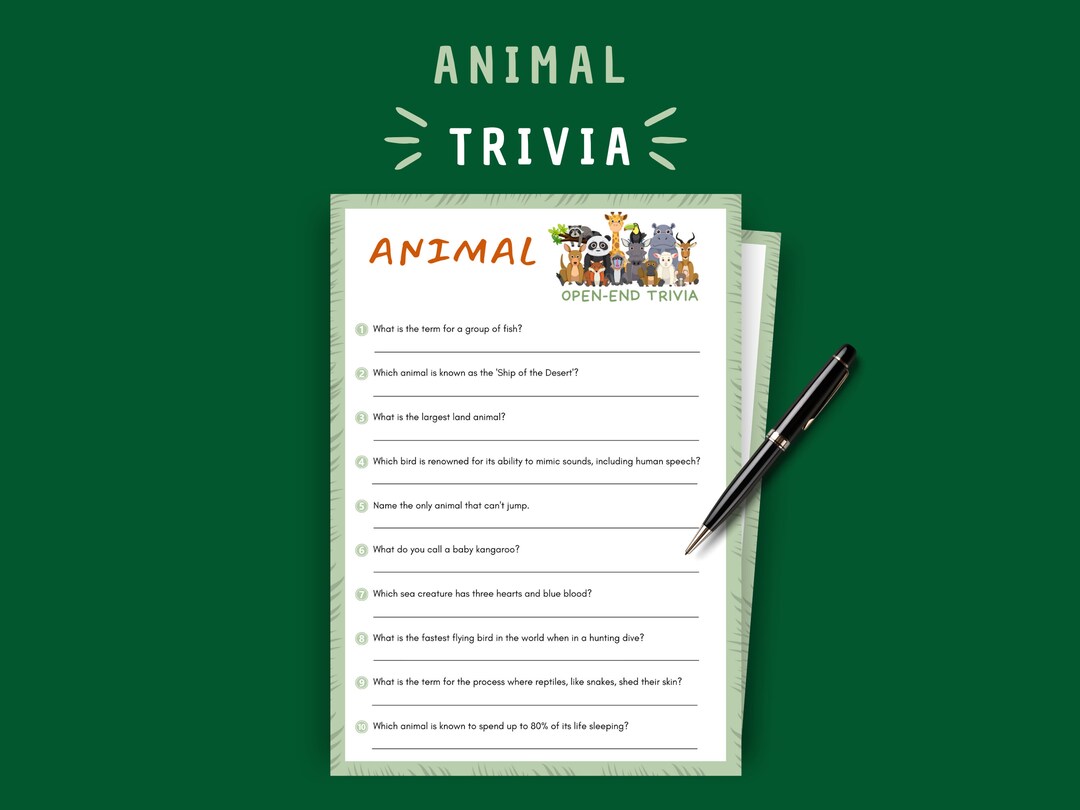 Wild Animal Printable Open-end Trivia | Family Printable Game ...