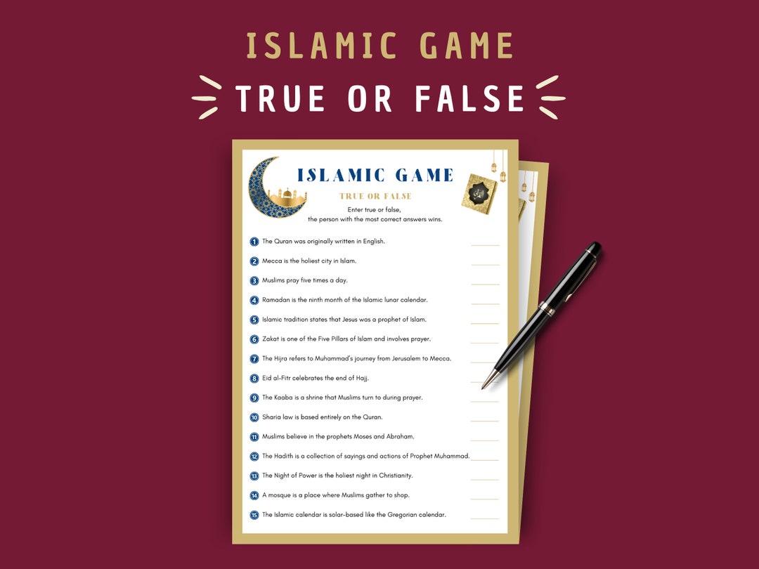 Islamic True or False Game | Digital Download | Printable Muslim Trivia ...