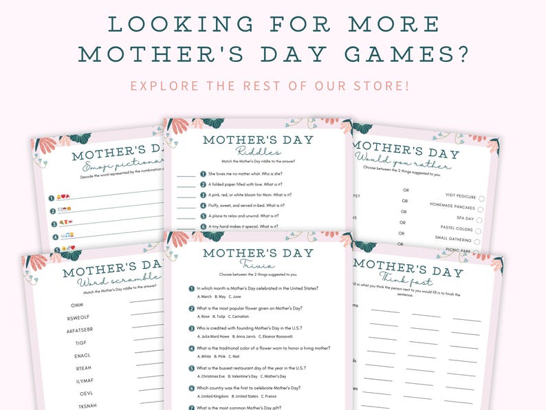 Mother’s Day Emoji Pictionary Game Printable, Fun Mom Party Game for ...