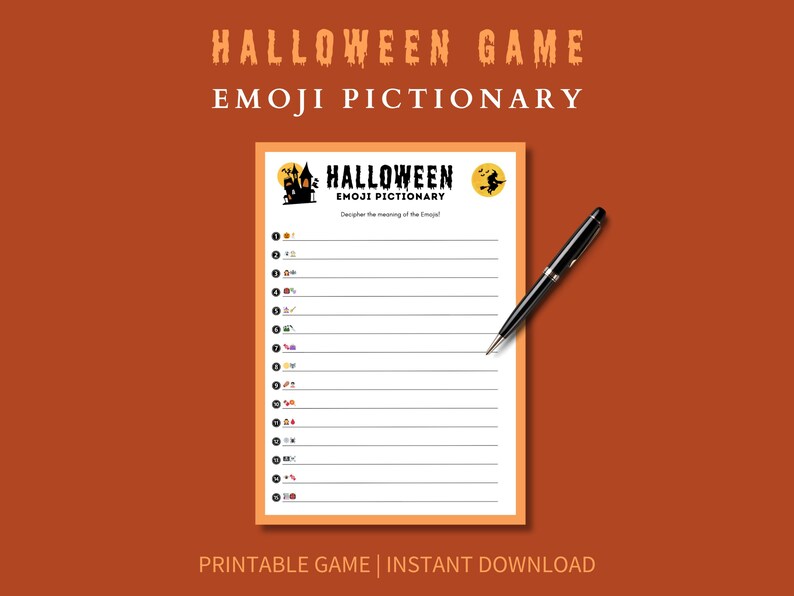 Halloween Emoji Pictionary Game | Family Trivia Game | Printable Gifts ...