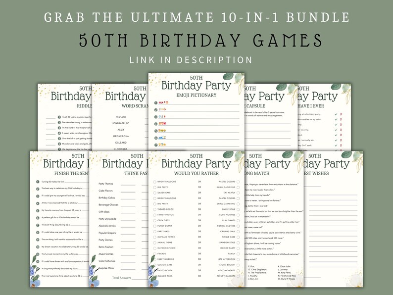 50th Birthday Think Fast Game: Printable Party Activity (digital ...