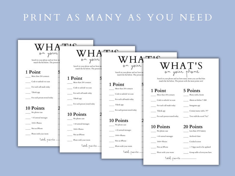 What's on Your Phone Icebreaker Game | Instant Download | Printable ...