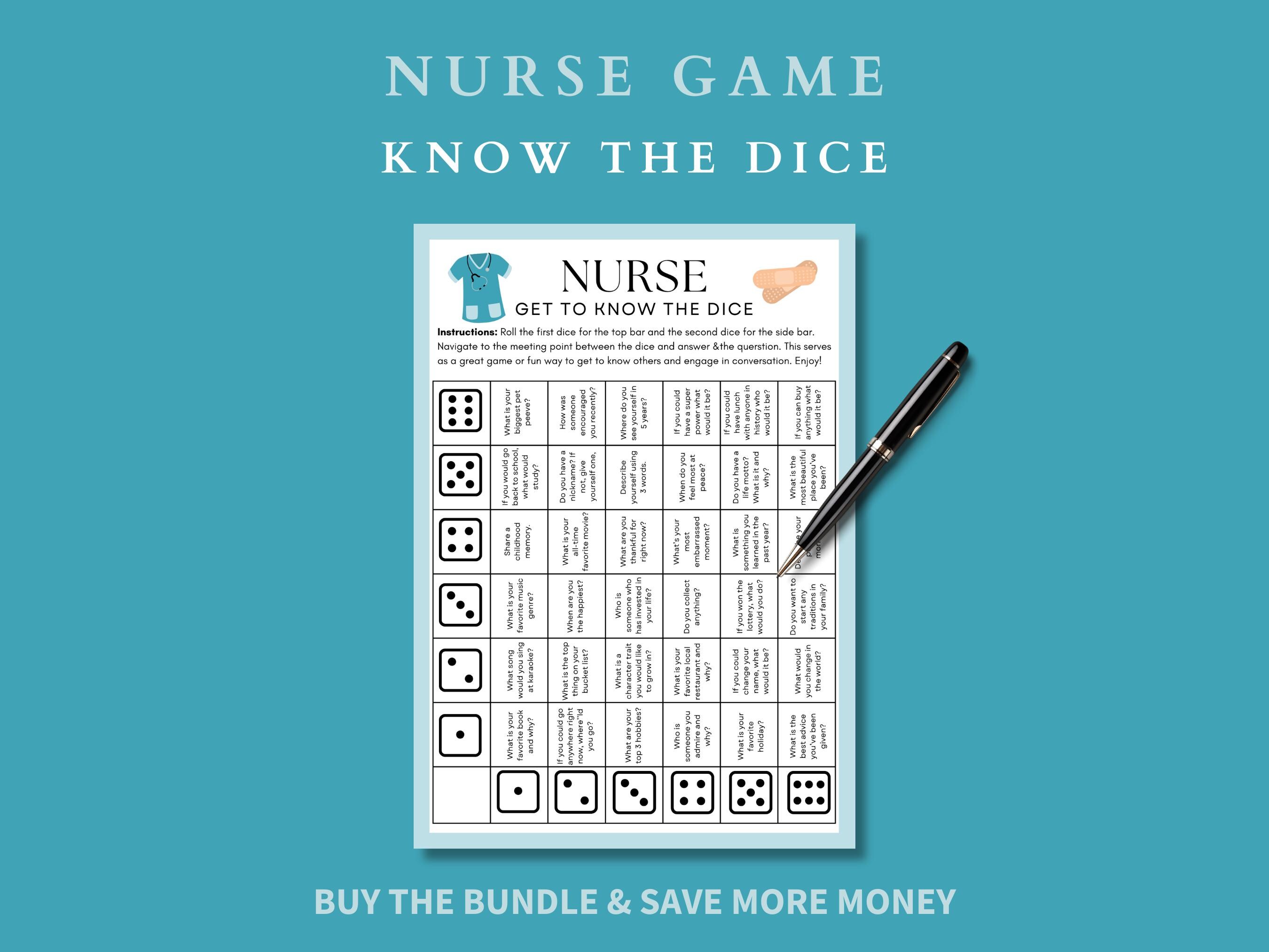 Nurse Get to Know You Dice Game: Printable Nursing Party (digital ...