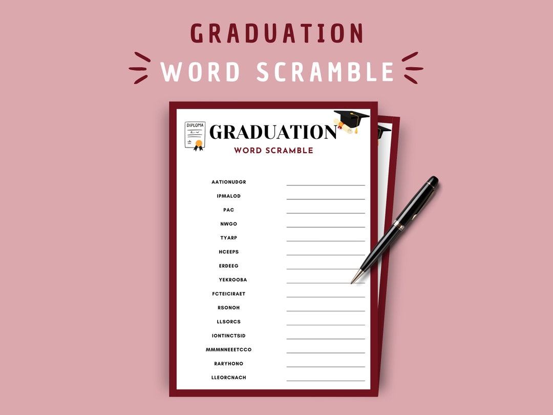 Word Scramble Graduation Game Instant Download Printable College Games ...
