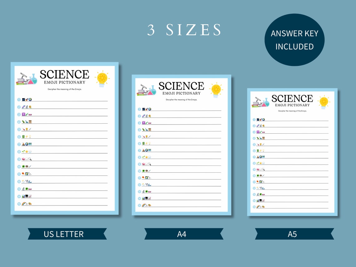 Science Emoji Pictionary Game: Fun Student Printable (digital Download ...