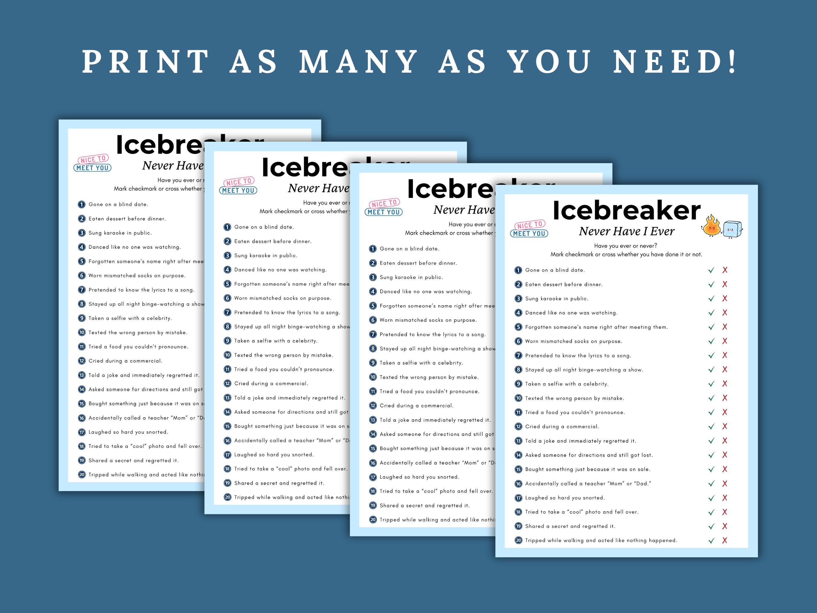 Printable Icebreaker 5 Games Bundle, Fun Office Party Games, Digital ...