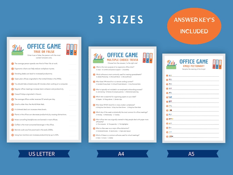 Office Team Building Games Bundle: 10 Printable Work Trivia (PDF) - Etsy UK