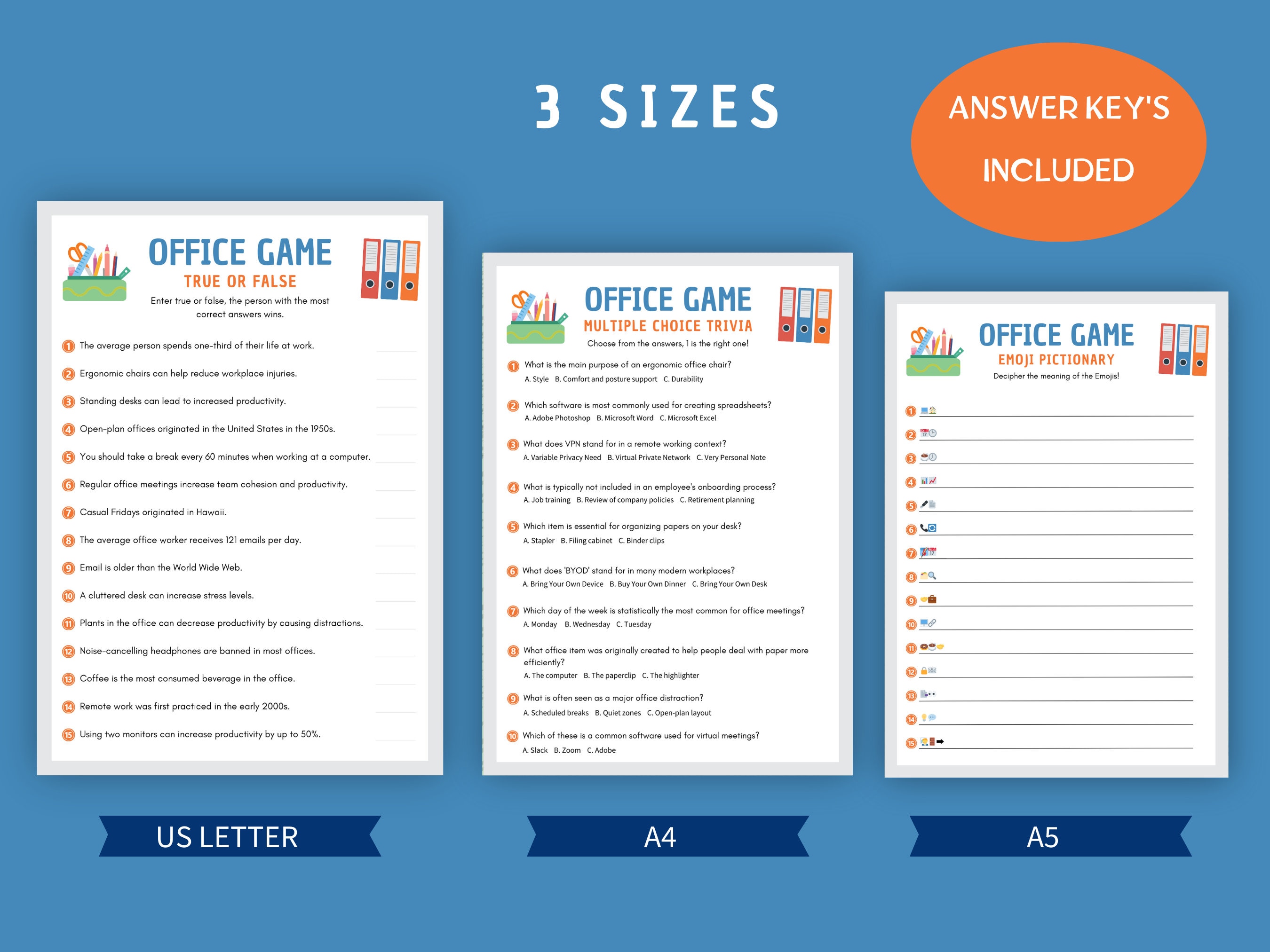 Office Team Building Games Bundle: 10 Printable Work Trivia (PDF) - Etsy