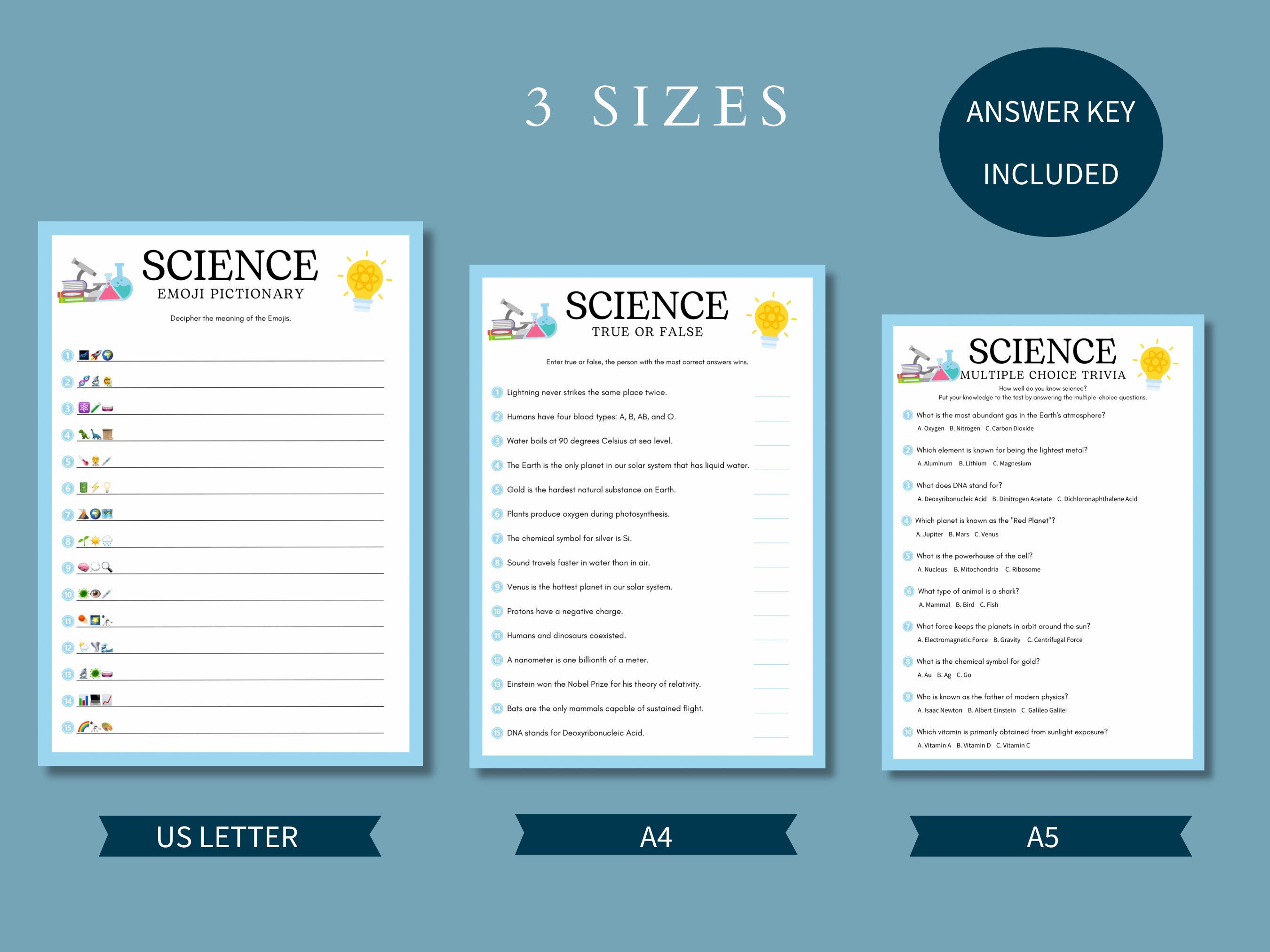 Printable Science Games Bundle: 10-in-1 Trivia, Pictionary, Riddles ...