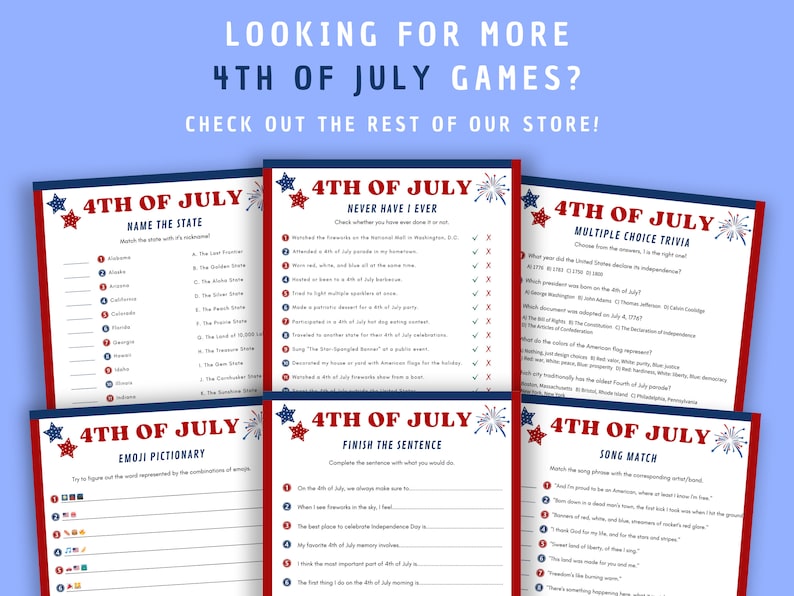 4th of July Riddles Game Printable, Patriotic Party Game for Kids and ...