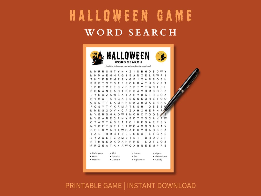 Halloween Word Search Game Digital Download Family Trivia Game ...