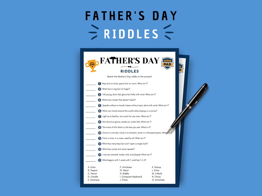 Father's Day Riddles Game | Instant Download | Printable Family Trivia ...
