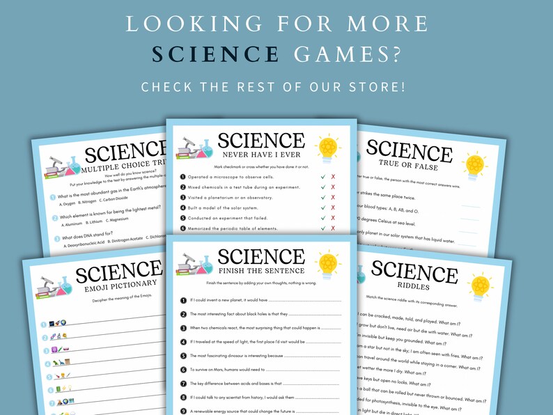 Printable Science Never Have I Ever Game Digital Download Student ...