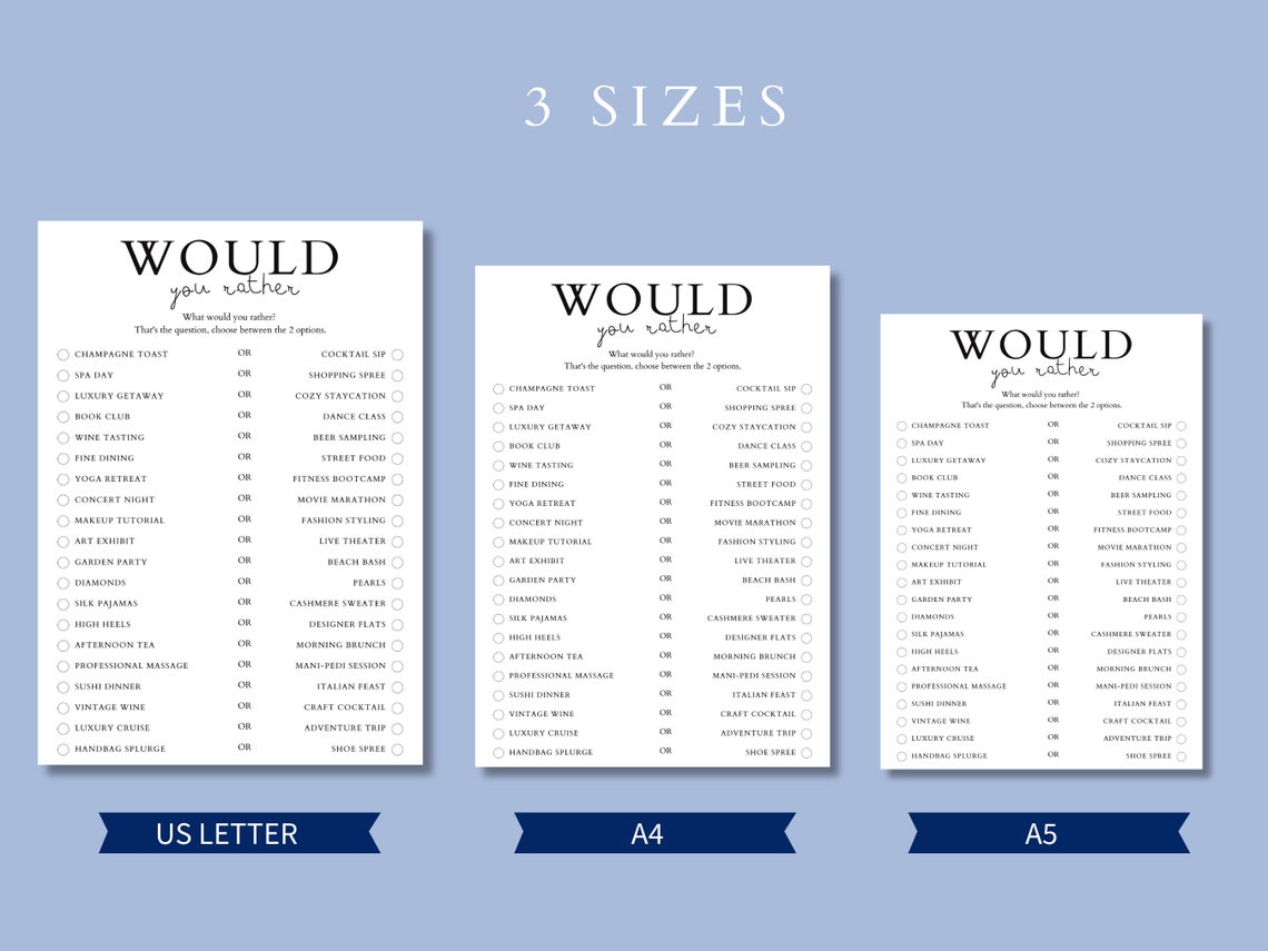 Would You Rather Icebreaker Game, Printable Party Game, Digital Party ...