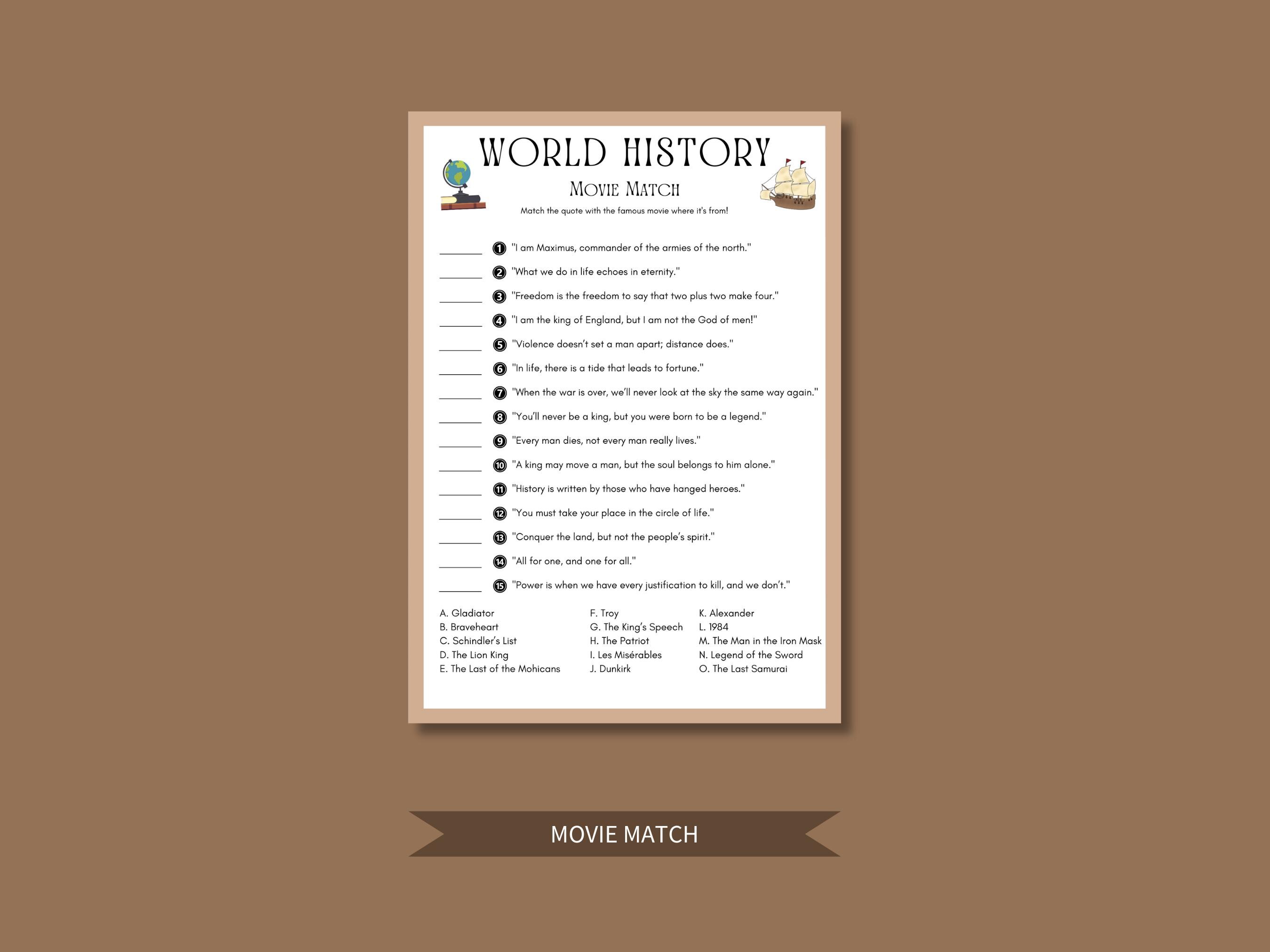 World History Games Bundle: Printable Trivia Quiz Set (digital Download ...