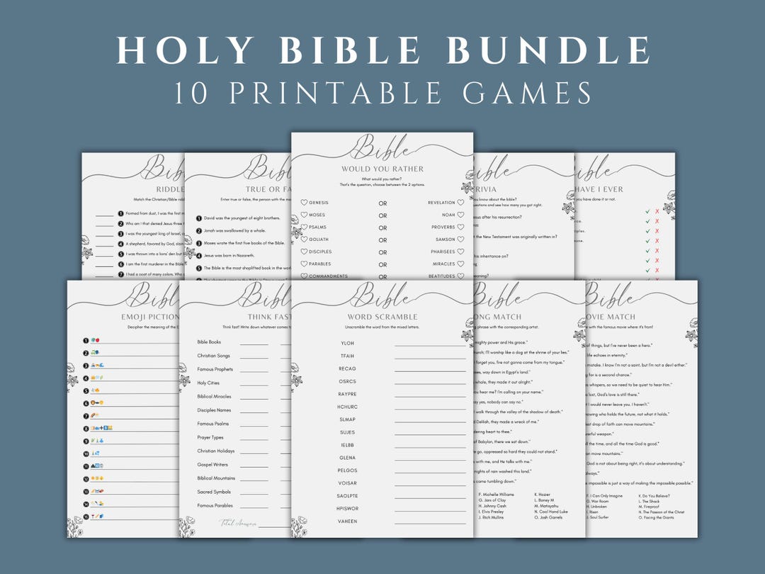 Bible Christian Games Bundle, 10 Printable Bible Activities, Fun ...