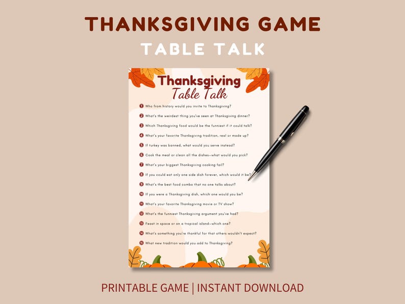 Thanksgiving Table Talk Game: Fun Family Activity (digital Download) - Etsy