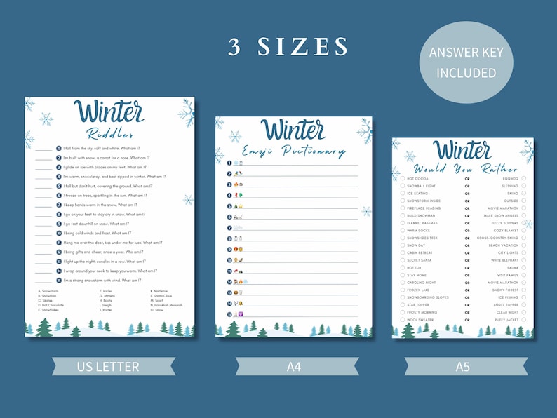 5 Winter Games Bundle, Printable Winter Family Games, Fun Winter Trivia ...