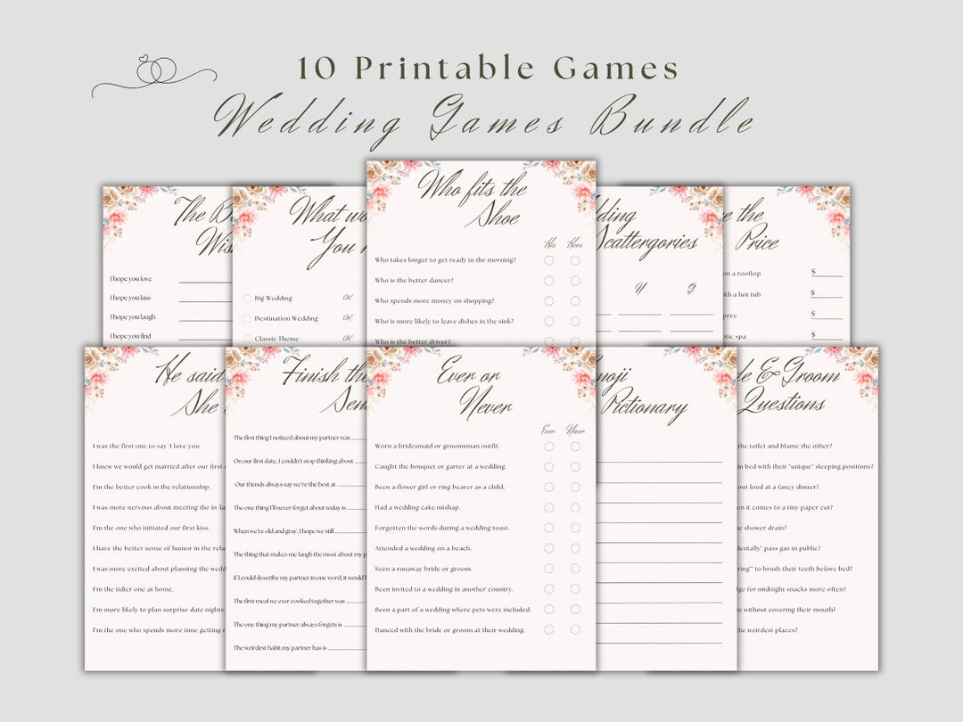 Wedding 10-in-1 Games Bundle, Printable Wedding Games, Digital Download ...