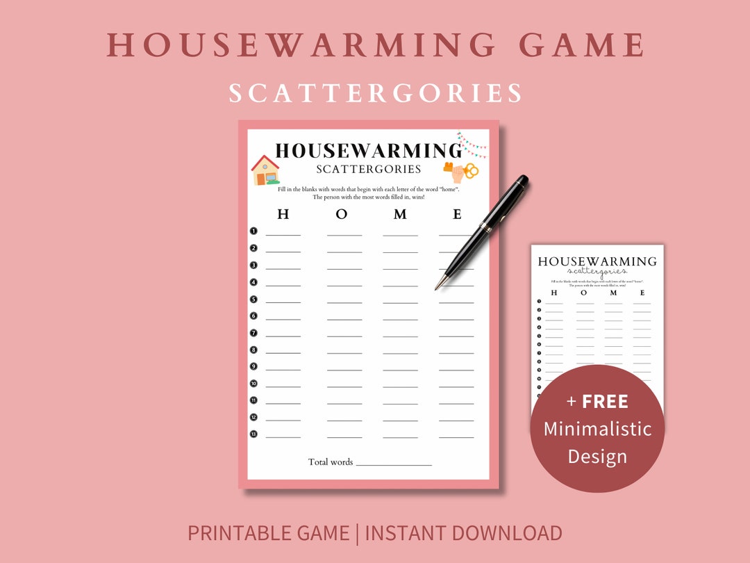Printable Housewarming Game Scattergories | Digital Download ...