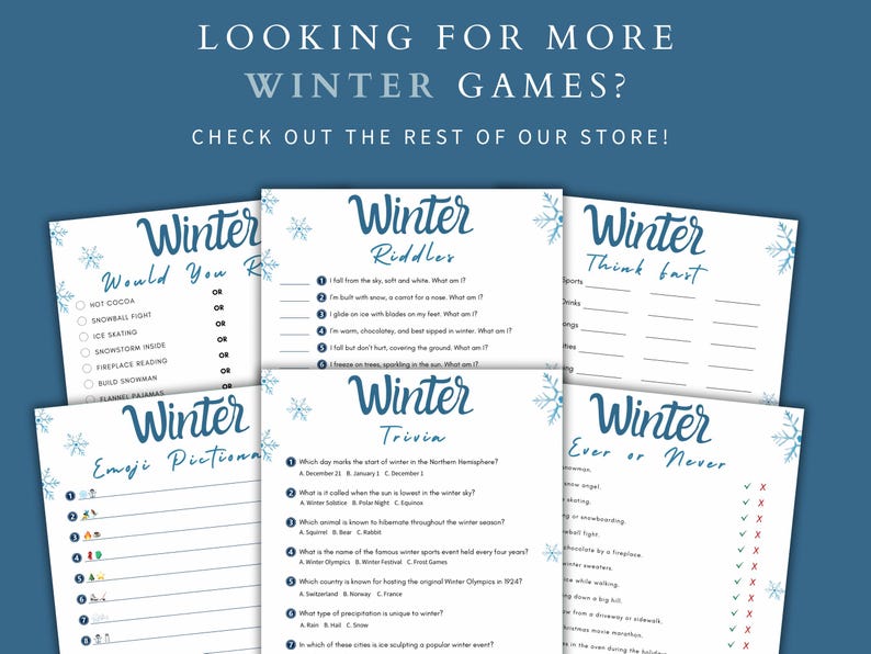 Winter Emoji Pictionary Game | Printable Winter Trivia Game | Fun ...