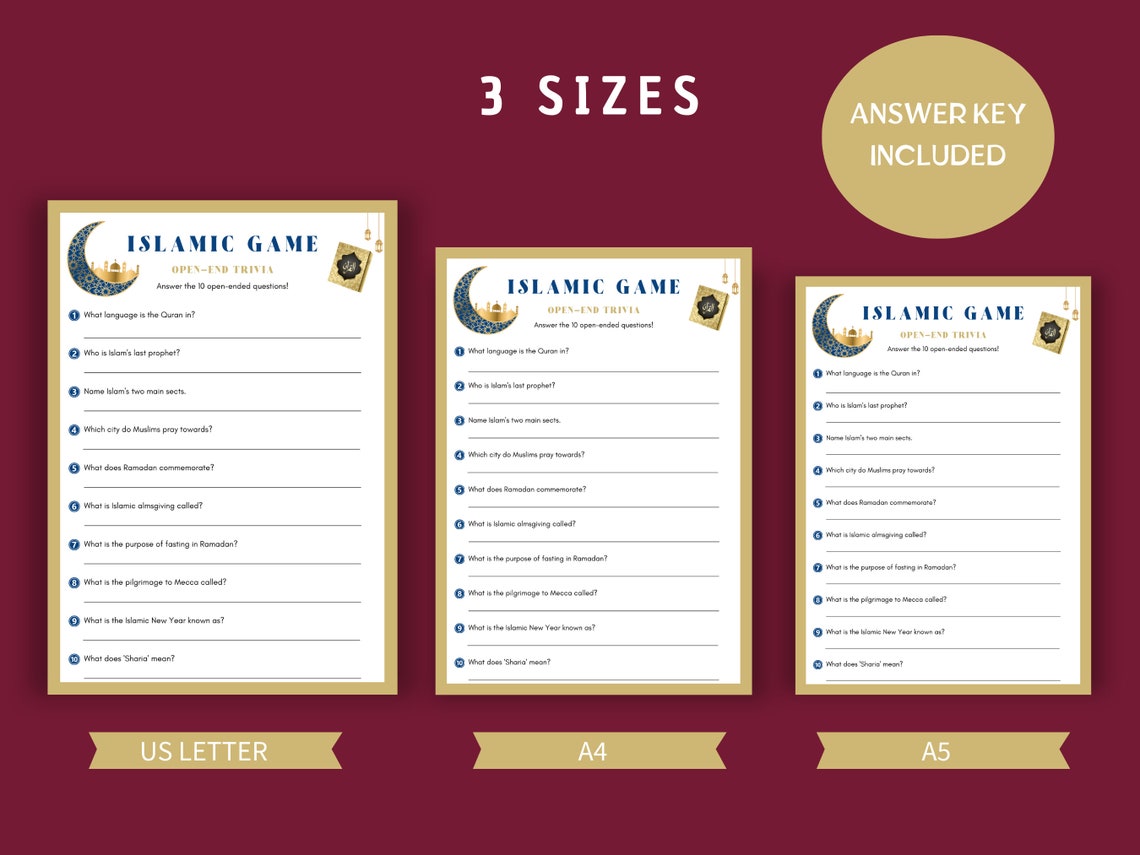 Islamic Open-ended Trivia Game Printable, Muslim Family Game Night ...