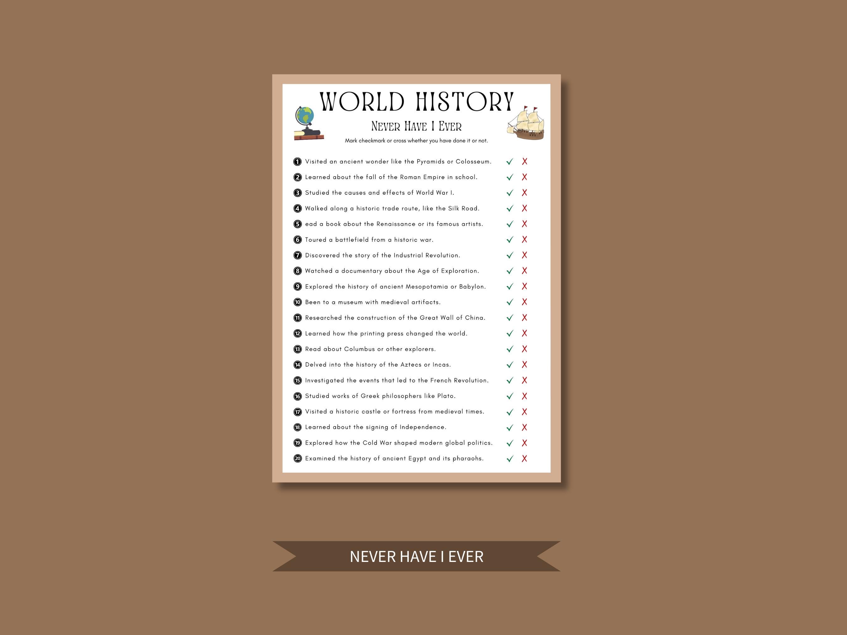 World History Games Bundle: Printable Trivia Quiz Set (digital Download ...