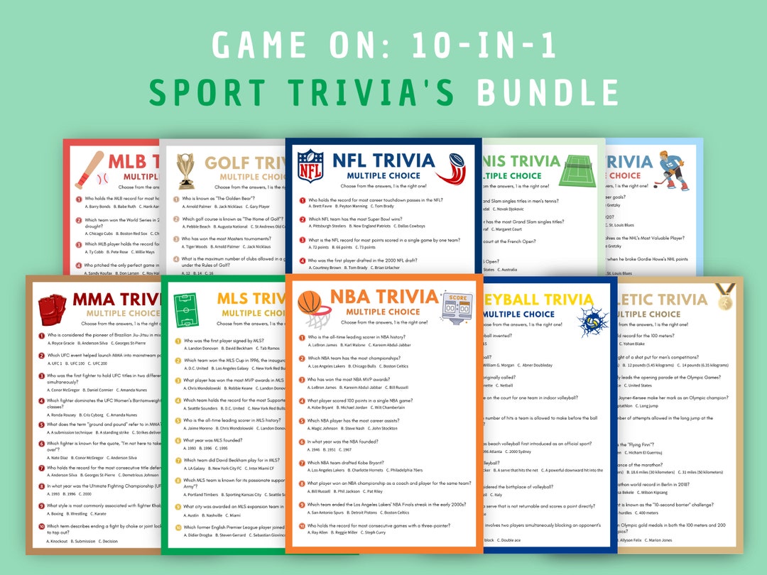 Popular Sports 100 Multiple Choice Trivia Bundle | Digital Download ...