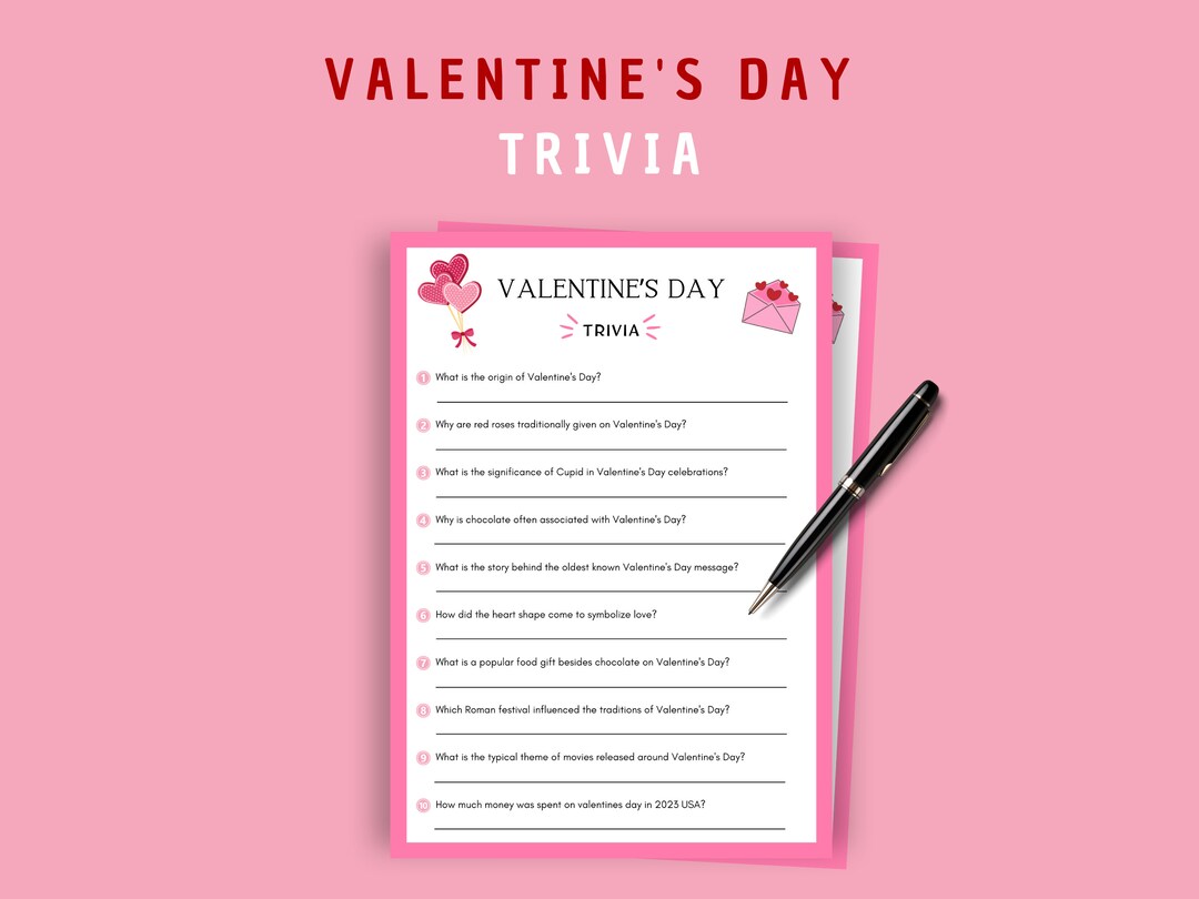 Valentine's Day Trivia Game Open-ended Printable | Romantic Quiz for ...