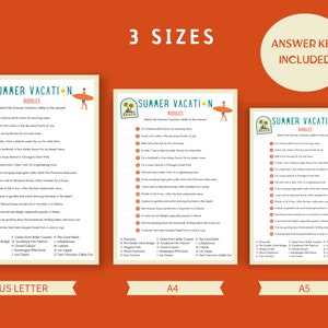 Summer Vacation Riddles | Instant Download | Printable Family Game ...