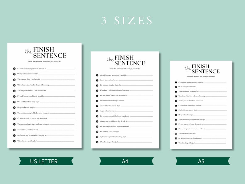 Finish the Sentence Birthday Game | Printable Party Game | Family Game ...