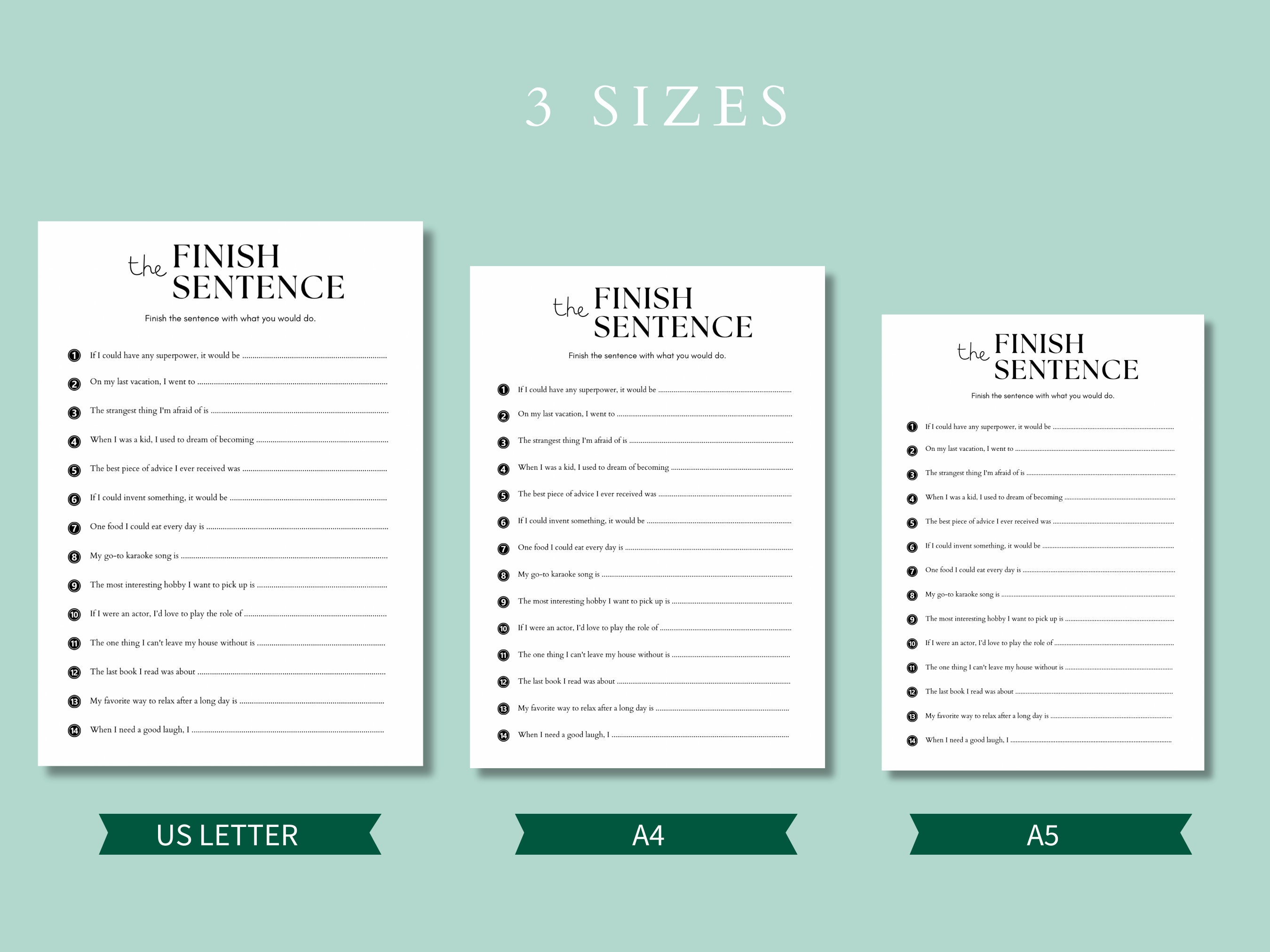 Finish the Sentence Birthday Game | Printable Party Game | Family Game ...