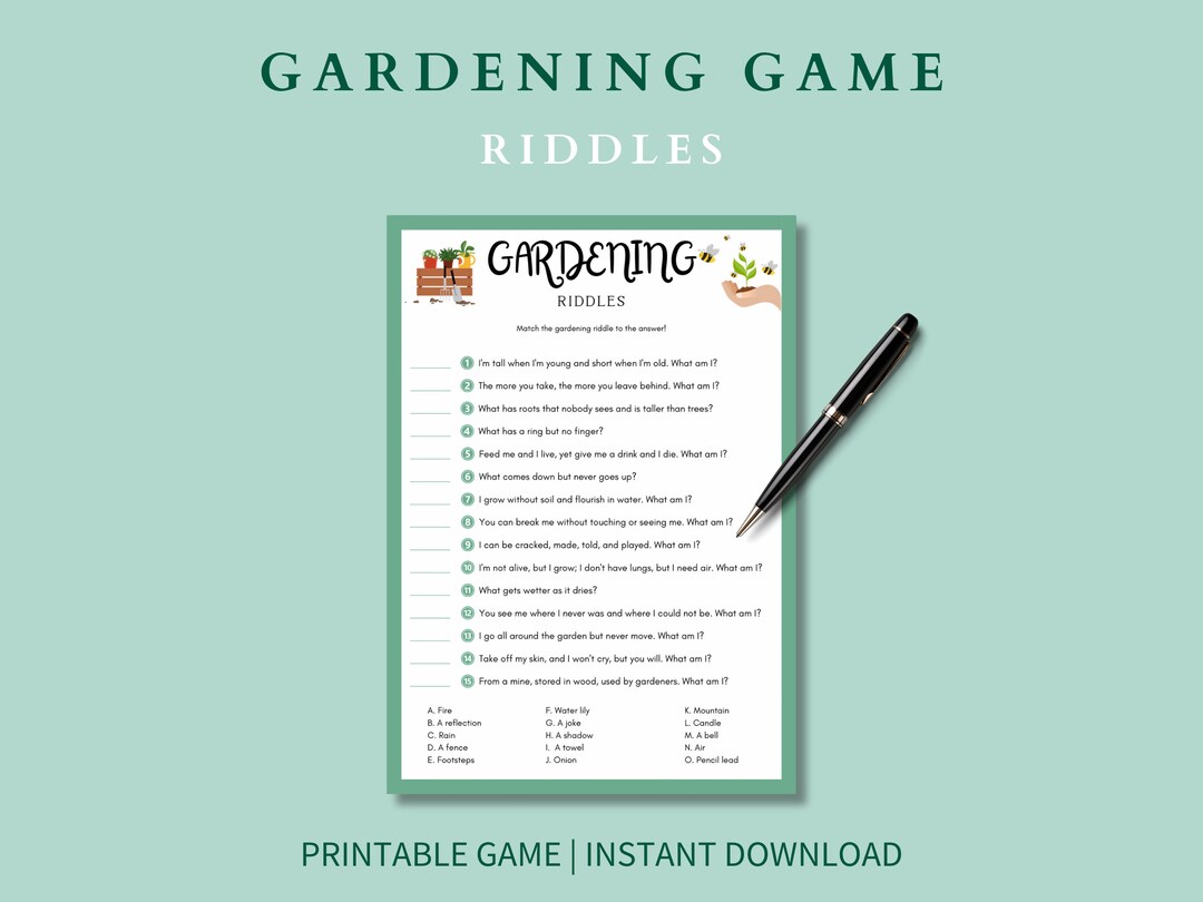 Printable Gardening Riddles Game: Agriculture Trivia (digital Download ...