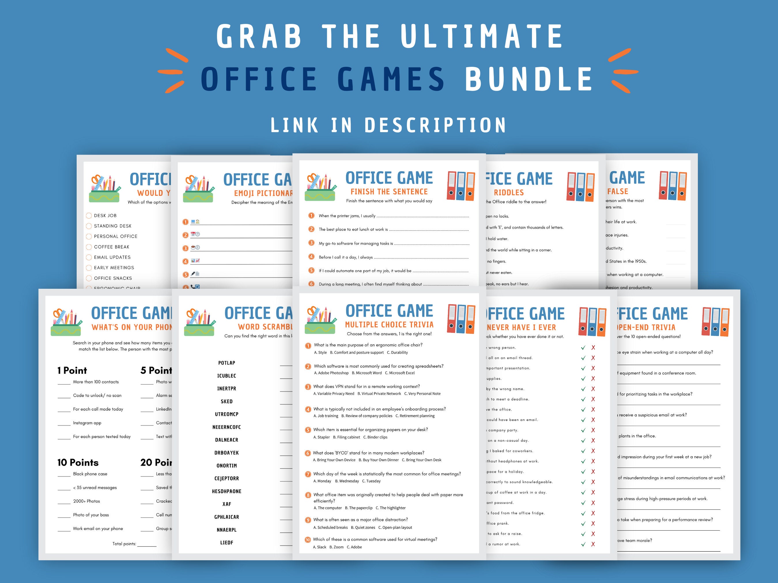 Office Games Emoji Pictionary, Printable Office Game for Team Building ...