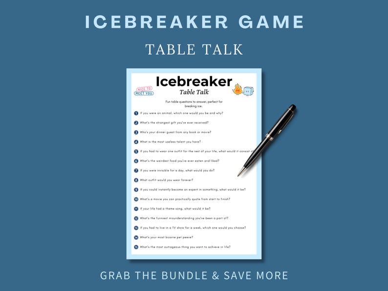 Icebreaker Table Talk Game Printable, Fun Icebreaker Conversation ...