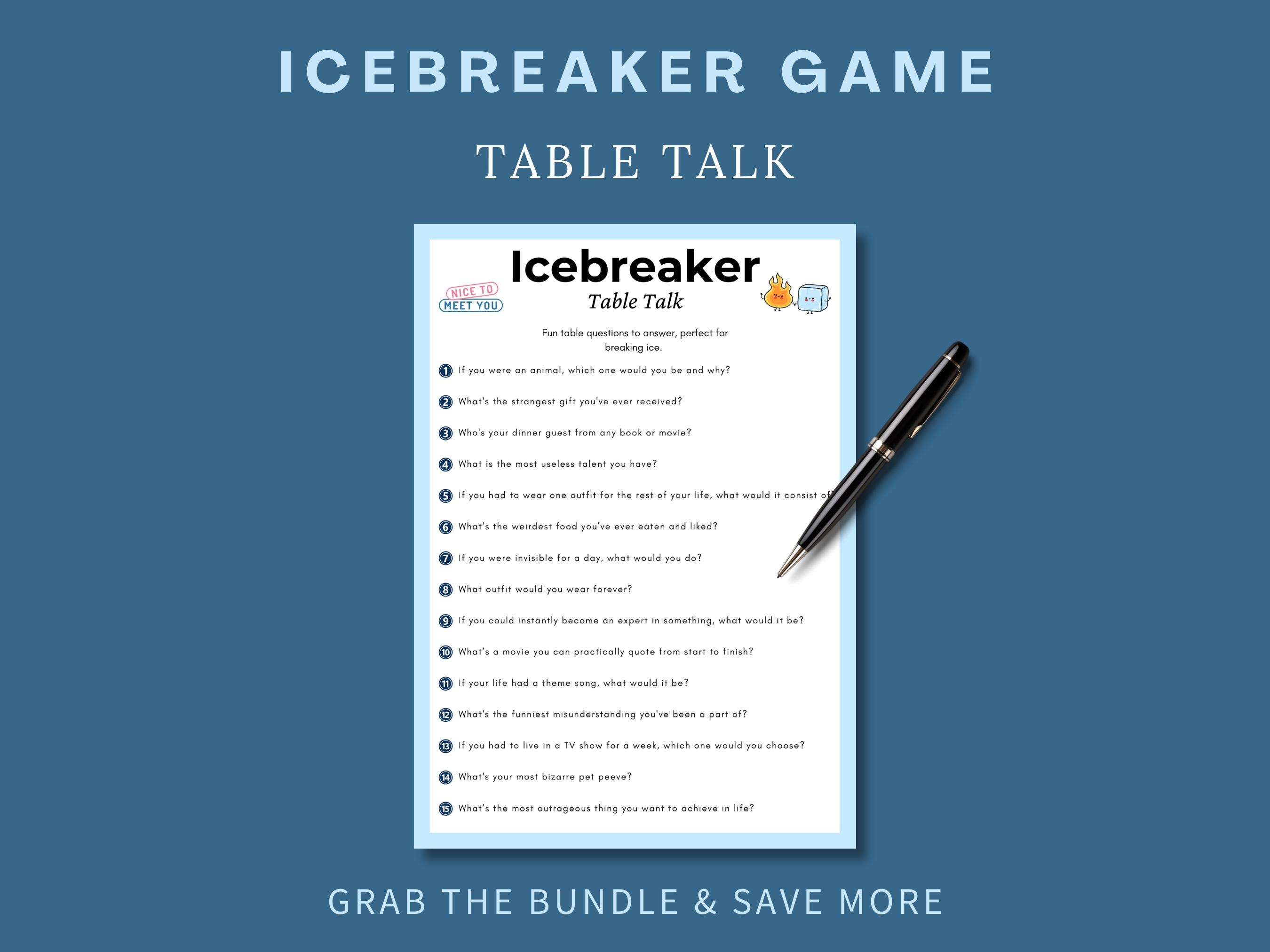 Icebreaker Table Talk Game Printable, Fun Icebreaker Conversation ...