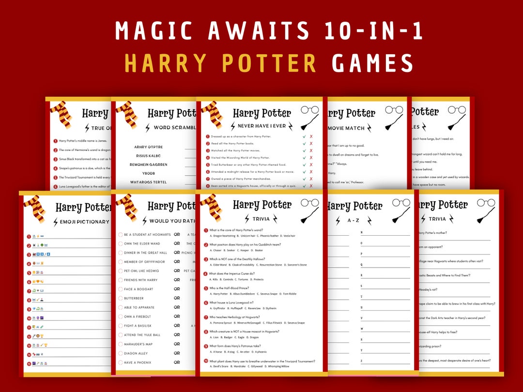 Wizard Games Bundle: 10 Magical Trivia Quiz, Party Icebreakers (PDF) - Etsy