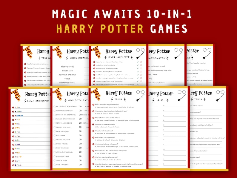 Wizard Games Bundle: 10 Magical Trivia Quiz, Party Icebreakers (PDF) - Etsy
