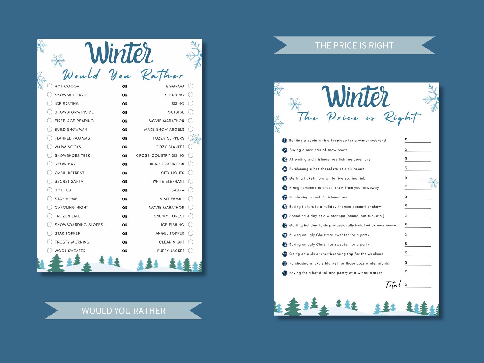 Winter 10-in-1 Games Bundle, Printable Winter Trivia Games, Fun Family ...