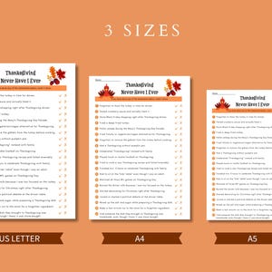 Thanksgiving Game Printable Never Have I Ever Family Trivia Night Fall ...