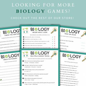 Printable Biology 10-in-1 Game Bundle Digital Download Fun Student ...
