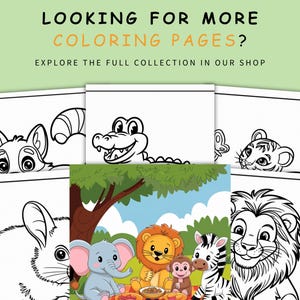 100 Cute Safari Animals Coloring Pages Bundle, Printable Kids Coloring ...