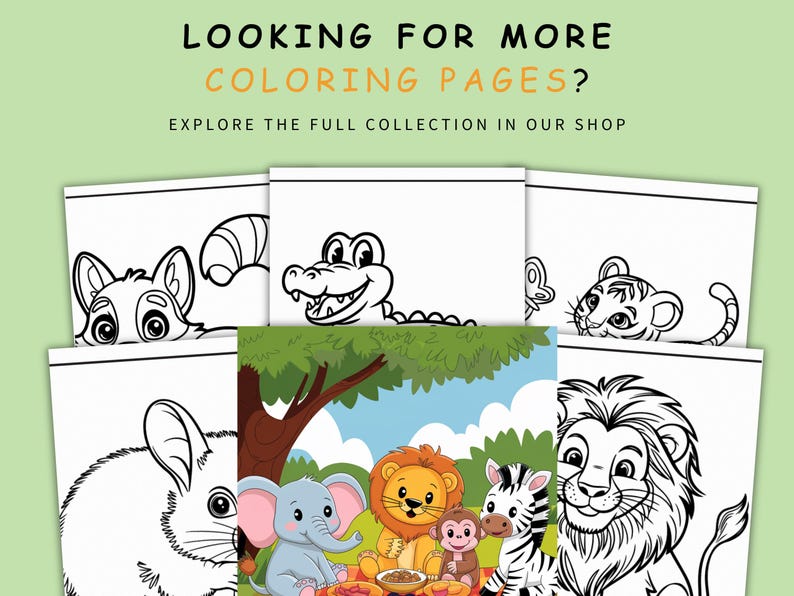 Safari Animals Coloring Pages Bundle, Kids Jungle Activity (digital ...
