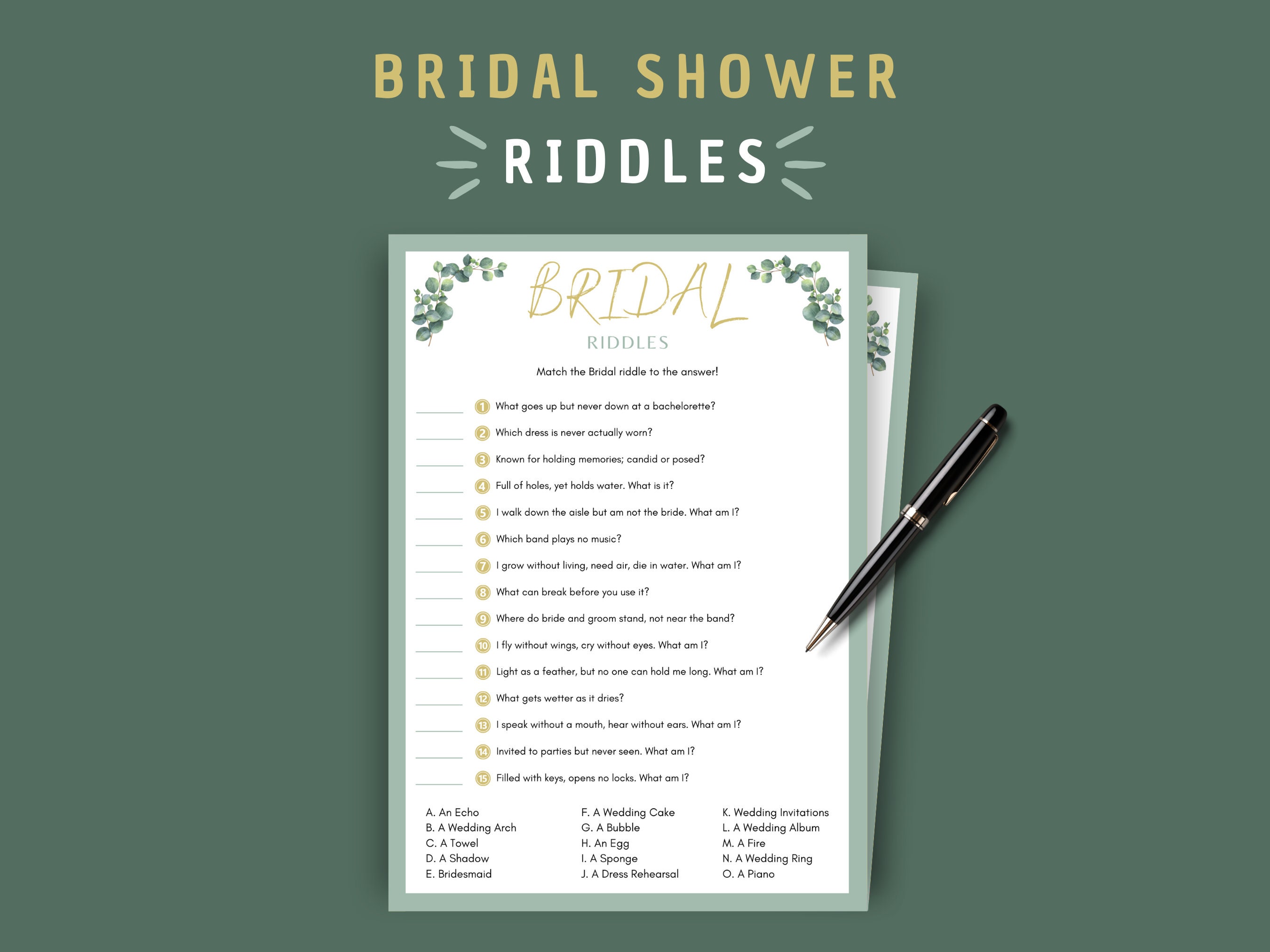 Bachelorette Riddles Game | Instant Download | Printable Bachelorette ...