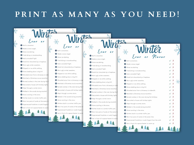 5 Winter Games Bundle, Printable Winter Family Games, Fun Winter Trivia ...