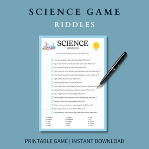 Printable Science Riddles Game | Digital Download | Student Science ...