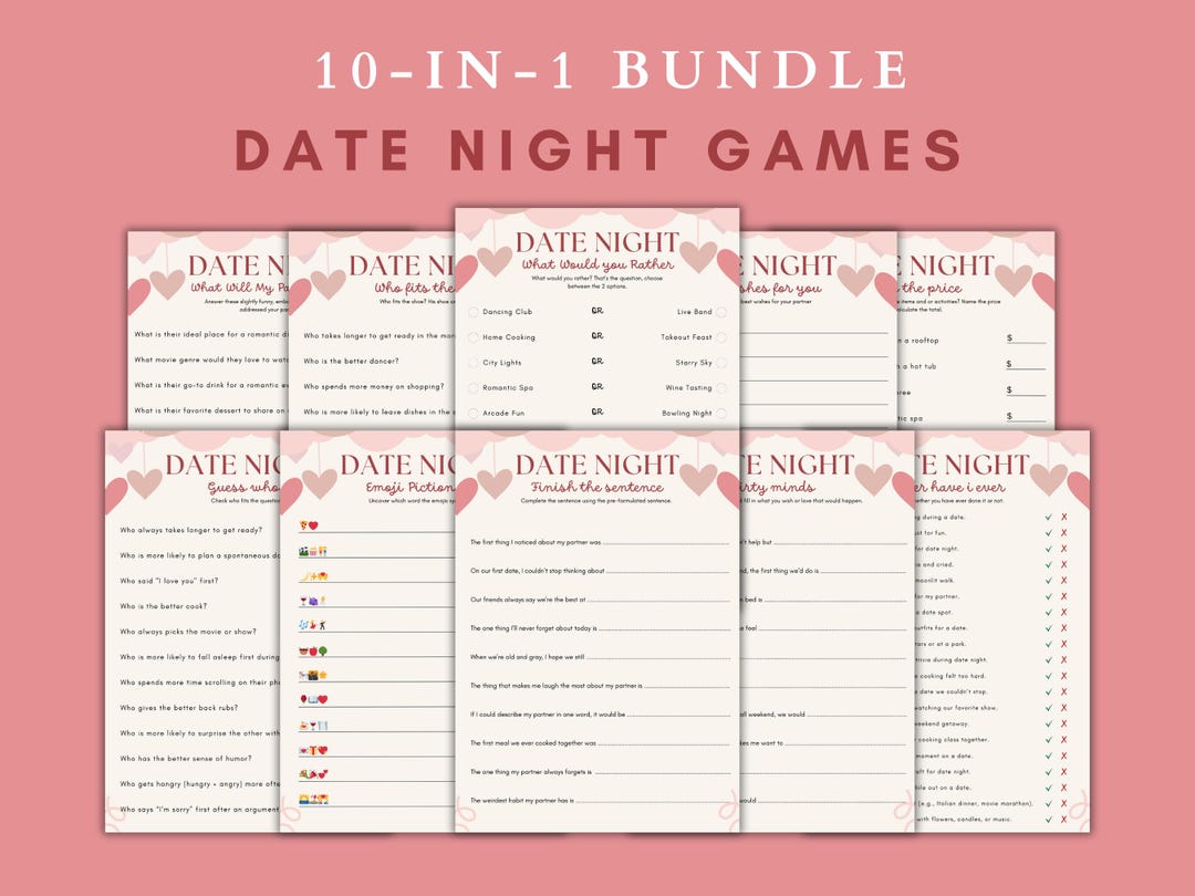 Printable 10-in-1 Couples Games Bundle, Date Night Games for Adults ...