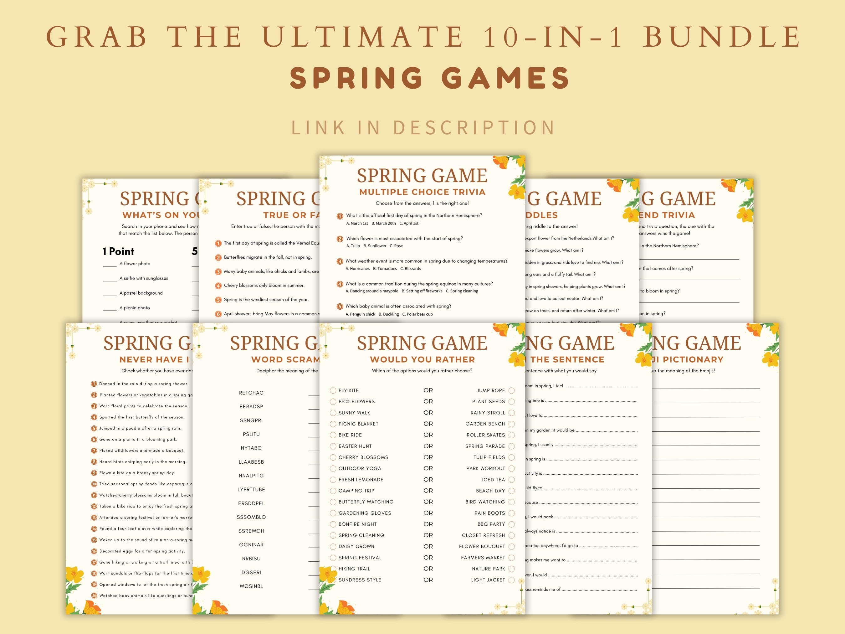 Spring Would You Rather Game, Printable Spring Party Game, Fun Family ...