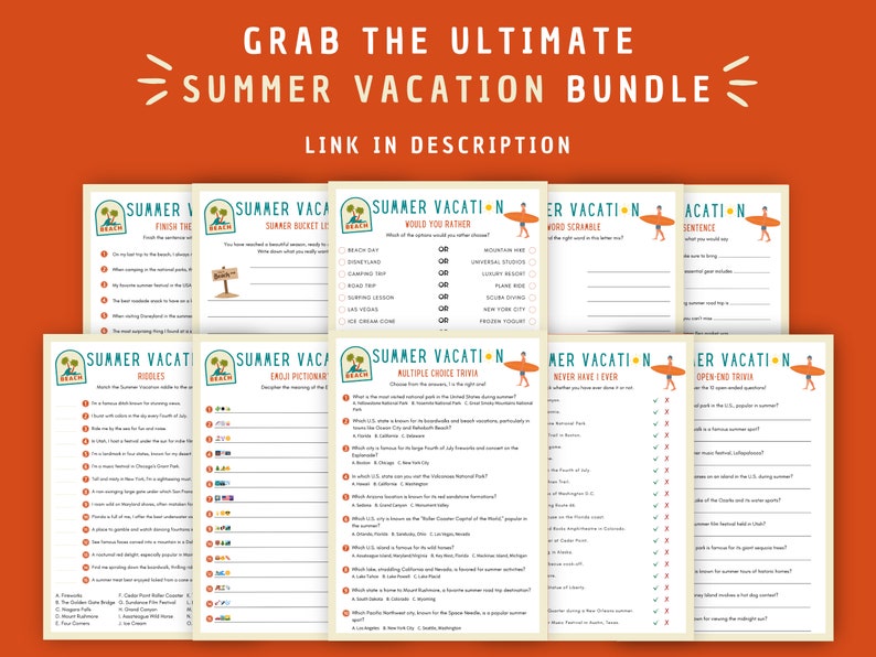 Summer Vacation Finish the Sentence Game | Instant Download | Printable ...